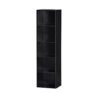Hodedah Import 5 Shelf Bookcase, Black