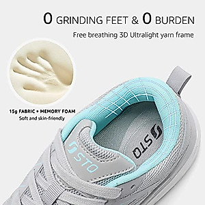 STQ Womens Fashion Sneakers with Arch Support, Comfortable Platform Shoes for Plantar Fasciitis, Orthopedic Walking Tennis Shoes Light Grey Teal Size 8