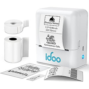iDOO Thermal Label Maker Portable Barcode Label Maker Machine with 2 Tapes, Bluetooth Sticker Printer,Label Maker for Small Business Home Office Organization, Compatible with Android & iOS