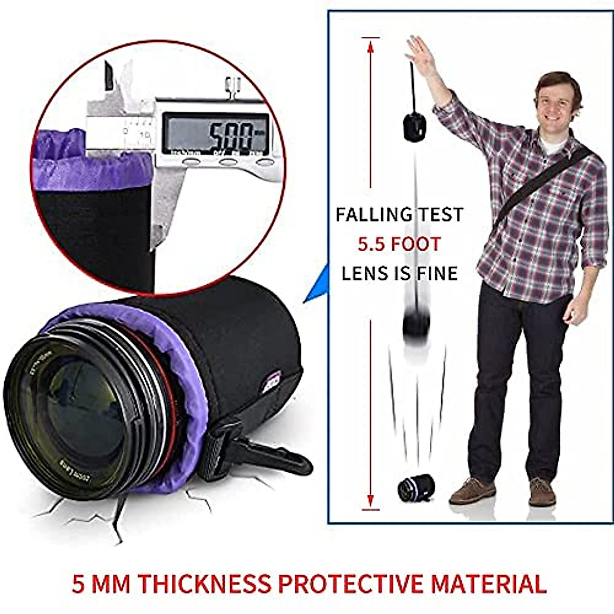 Camera Lens Case, Cwatcun 4 Pack Lens Pouch Bag Set with Thick Protective Neoprene, for Canon, Nikon, Sony, Pentax, Olympus, Panasonic, Fuji, Sigma DSLR/SLR Camera Lens (Small, Medium, Large, X Large)