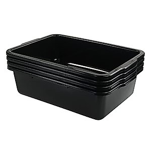 CAND Extra Large Black Bus Tub Box, 32 L Plastic Bus Bin for Restaurant, 4 Pack