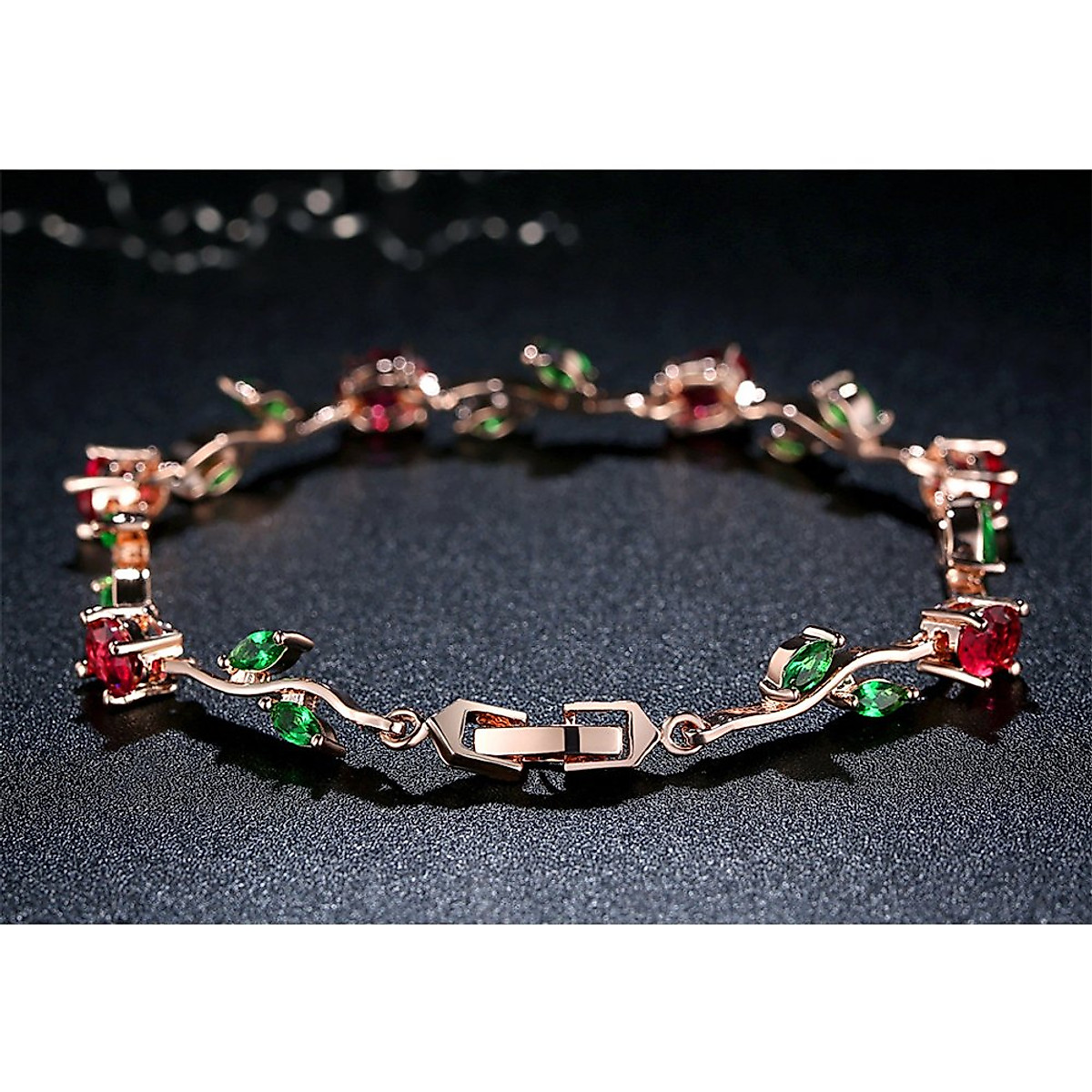 FEDONA 18k Yellow Gold-Plated Sterling Silver Diamond Accent Two-Tone Gemstone Tennis Bracelet Diamond Bangle Bracelet Colorful