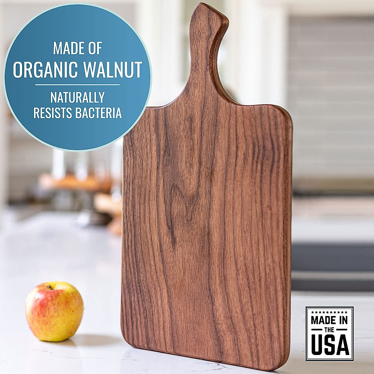 Brazos Home Dark Walnut Wood Cutting Board for Kitchen, Chopping Board, Wood Cheese Board, Unseasoned, Includes Brazos Board Butter, Ideal for Serving or Chopping Cheese, Meat and Fruits, 16x9, Large