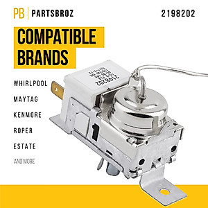 PartsBroz WP2198202 2198202 Thermostat Control - Compatible With Whirlpool Kenmore Roper Estate Refrigerator - Replaces PS11739232 1110552 1115242 1115243 AP6006166 ED5VHEXVB06 ED5KVEXVQ00 ED5FVGXWS01