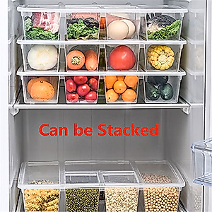 NLGG 2Pack Stackable Fridge Freezer Organizer Refrigerator Food Storage Bin Containers with Lid Plastic Fridge Produce Saver Fresh Keeper Container for Produce Fruits Vegetables Meat Fish
