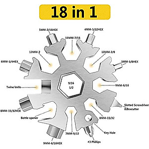 18-in-1 Snowflake Multitool Multi-Function Tool, Stainless Steel Snowflake Tool, Beer Bottle Opener, Best Gifts for Mens Dad Him Boyfriend Husband (Siliver&Black)