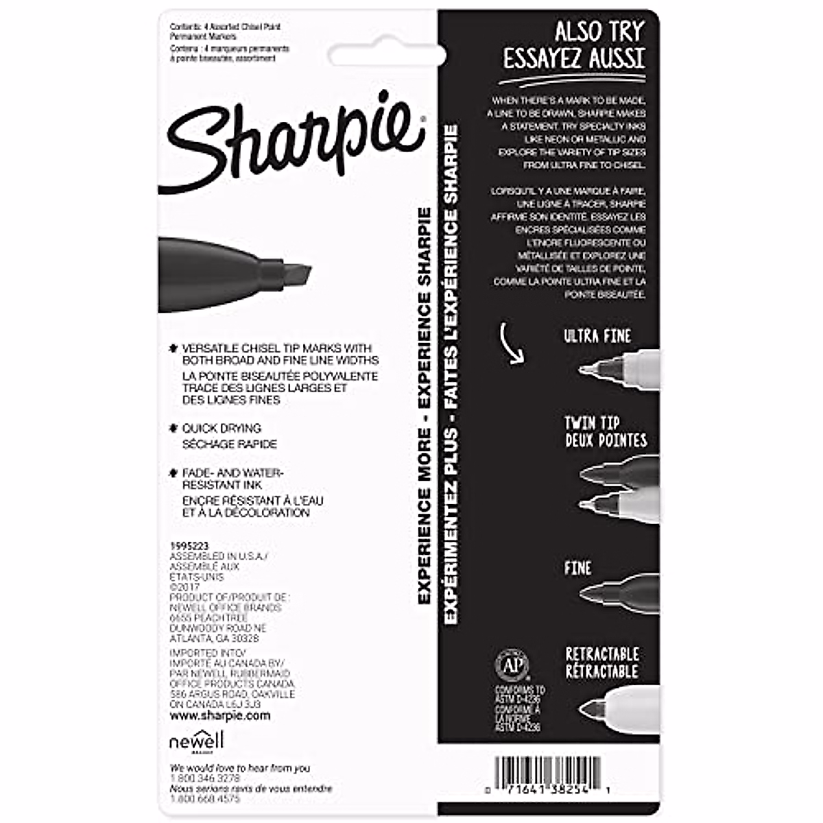 SHARPIE Permanent Markers, Chisel Tip, Classic Colors, 4 Count