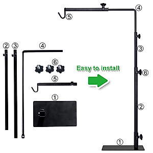 LISINAN Lamp Stand for Reptile Tank/Black Metal Bracket Floor Light Holder Support/Aquarium Light Mount/Terrarium Light Fixture/Snake Tank Decor/Turtle Tank/Chameleon Accessories(L, 12.59" x36.22")