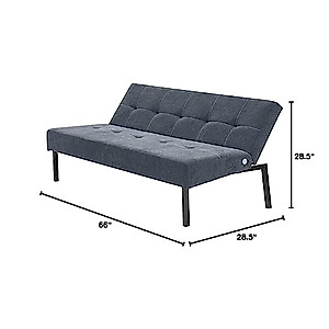 Panana 3 Seater Sofa Bed,Click Clack Armless Sofabed Fabric Couch Recliner,Choice of Colours (Grey)