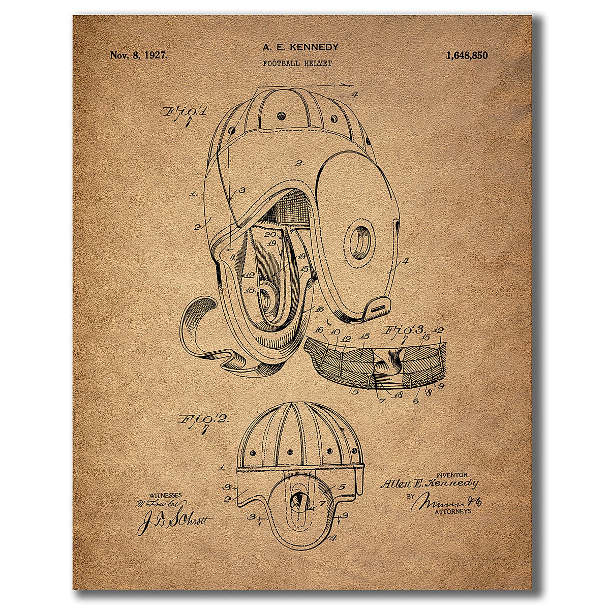 Football Patent Wall Art Prints - Set Of 6 Vintage Photos