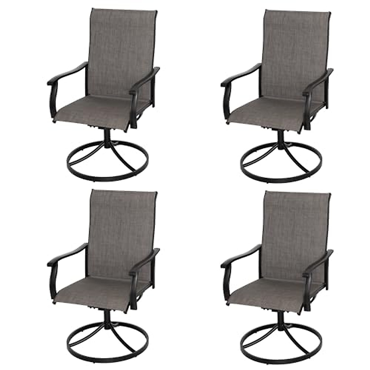 Anmutig Patio Swivel Dining Chairs Set of 4, Outdoor Metal Chair with Textilene Mesh Fabric Patio Furniture Set Porch Chairs with Metal Rocking Frame for Lawn Garden Backyard Brown/Grey