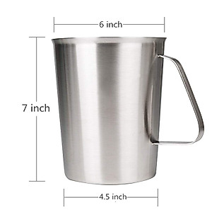 Measuring Cup, Stainless Steel Measuring Cups (64OZ/2 Liter- 8 Cup), Heavy-Duty Frothing Pitcher, Milk Frothing Pitcher Milk Frother Cup with Marking with Handle for Espresso Machines, Latte Art
