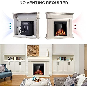 Xbeauty 44" Electric Fireplace with Mantel Package Freestanding Fireplace Heater Corner Firebox with Log & Remote Control,750-1500W,(White)