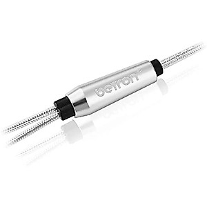 Betron B650 in Ear Headphones Earphones Wired with Noise Isolating Earbuds Tangle-Free Cord Carry Case Soft Ear Buds 3.5mm Plug (Silver)