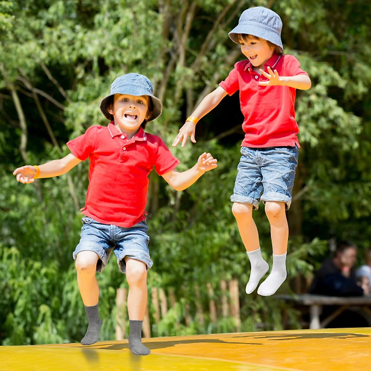 Tphon Toddler Kids Socks with Grippers for Boys Girls, Non Slip Grip Boys Socks 15 Pairs Half Cushion Ankle Crew Athletic Socks 3-5 Years