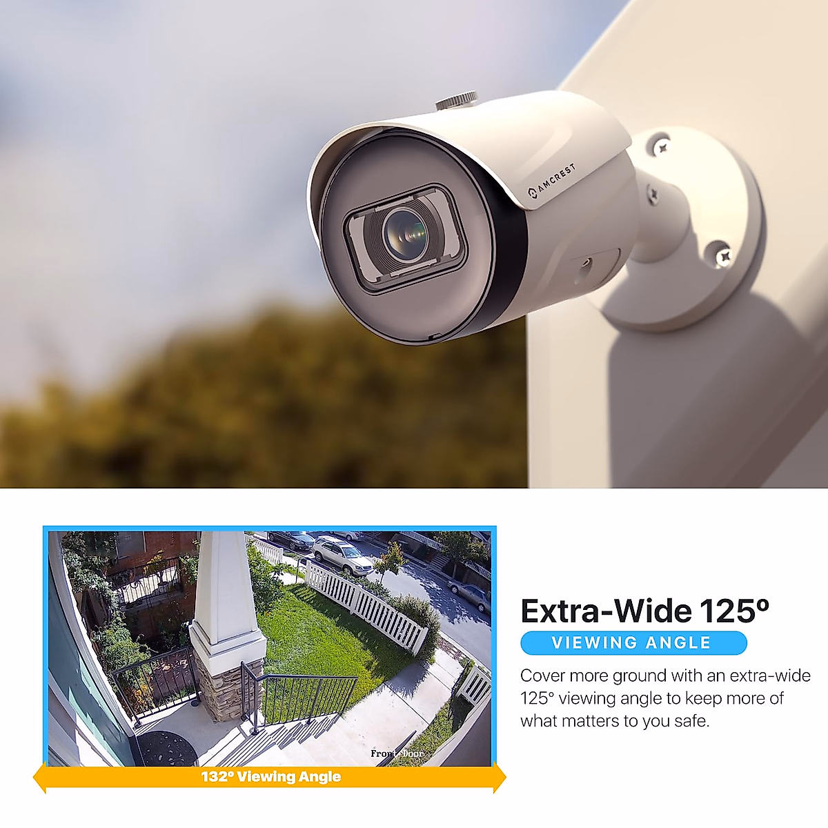 Amcrest UltraHD 4K (8MP) Outdoor Bullet POE IP Camera, 3840x2160, 98ft NightVision, 2.8mm Lens, IP67 Weatherproof, MicroSD Recording, White (IP8M-2496EW-V2)