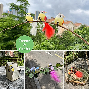 LWINGFLYER 12pcs Clip on Artificial Birds Realistic Small Foam Feather Birds for Spring Tree Decoration Christmas Ornaments Wreaths Crafts Floral Arrangements (Model - 6S01)