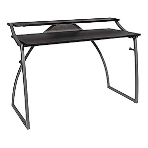 OSP Home Furnishings Alpha Battlestation Gaming Desk, Black
