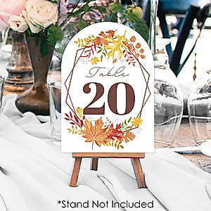 Big Dot of Happiness Fall Foliage Bride - Autumn Leaves Bridal Shower and Wedding Party Double-Sided 5 x 7 inches Cards - Table Numbers - 1-20
