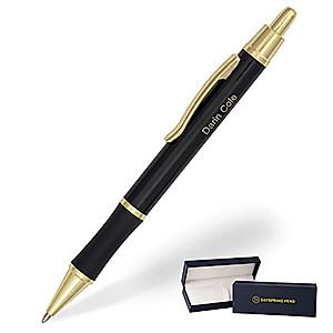 Dayspring Pens | Personalized Monroe Black Ballpoint Gift Pen and Premium Gift Case - Custom Engraved Fast with Your Name | Shipped in One Business Day