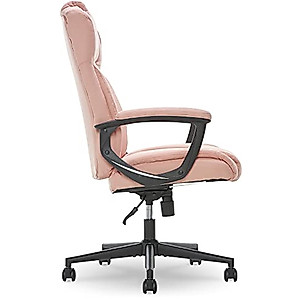 Serta Executive High Back Office Chair with Lumbar Support Ergonomic Upholstered Swivel Gaming Friendly Design, Microfiber, Pink