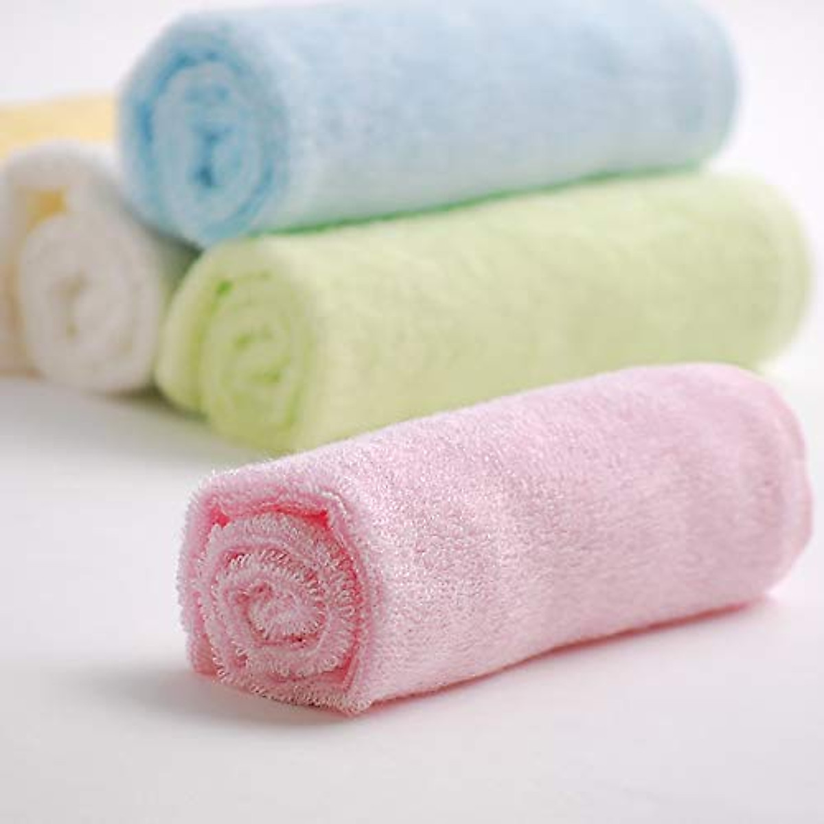 Yoofoss Luxury Bamboo Washcloths Towel Set 10 Pack Baby Wash Cloth for Bathroom-Hotel-Spa-Kitchen Multi-Purpose Fingertip Towels and Face Cloths 10'' x 10''