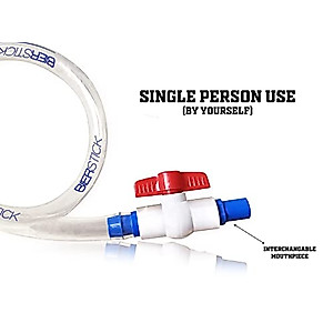 Beer Bong Tube and Funnel with Valve, Optional Single or Double Header Y-Attachment, 5 Interchangeable Mouthpieces, Shotgun Keychain Tool - Kink-Free Hose for Bierstick Beerbong