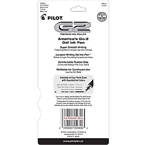 PILOT G2 Premium Refillable & Retractable Rolling Ball Gel Pens, Bold Point, Black Ink, 4-Pack (31254)