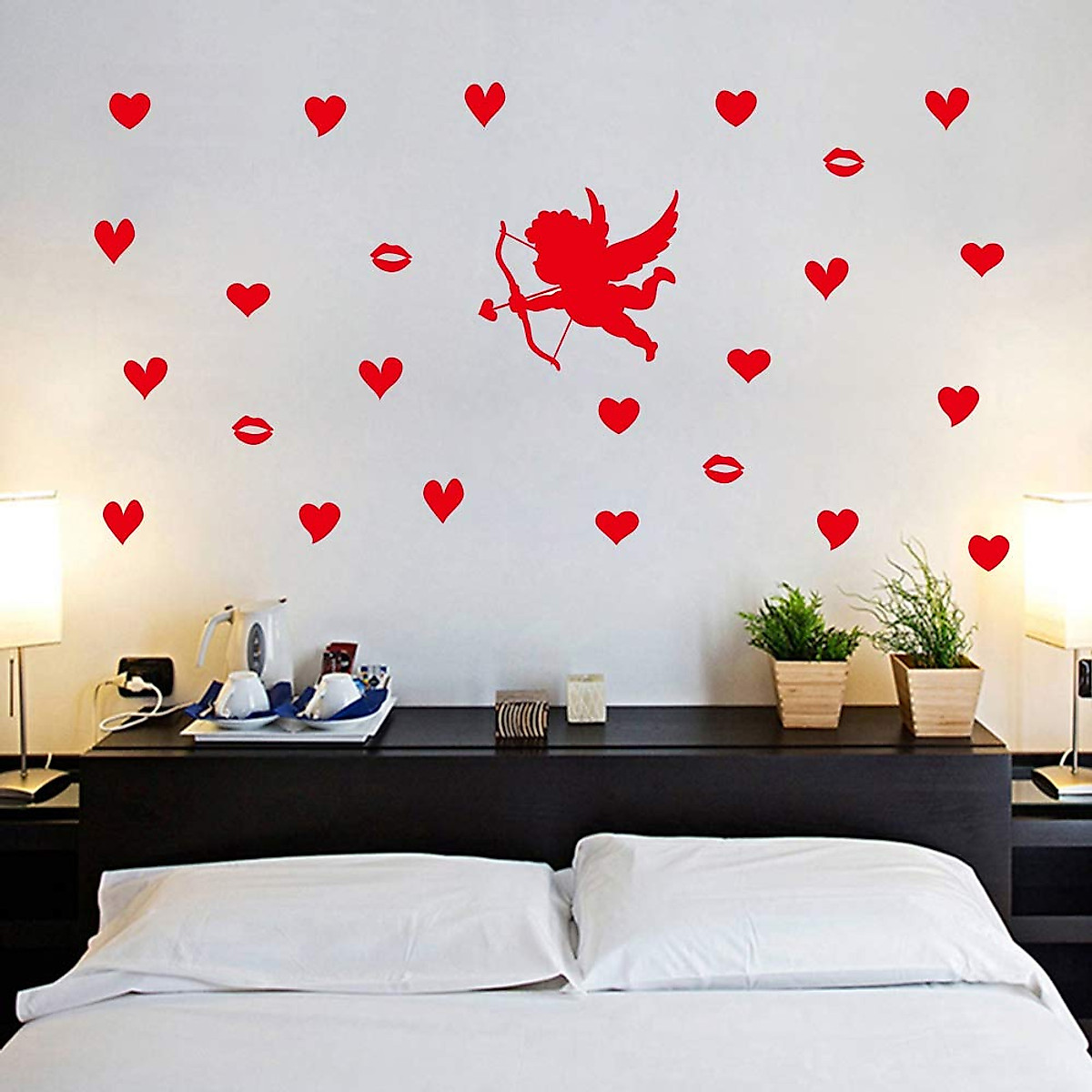 Valentine Day Decor Cupid Angel Wall Decal Love Arrow Decals Heart Wall Decor Love Heart Wall Stickers Family Kids Room Home Wall Window Couple Bedroom Decoration