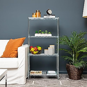 Mind Reader Storage Shelves, Garage Shelving, Storage Shelf, Pantry Org, Adjustable, Metal, 23.5" L x 11.75" W x 48" H, Silver