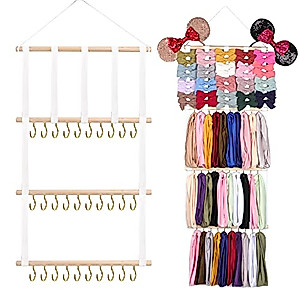 OAOLEER Baby Headband & Bow Holder for Girls Hair Bows, Hanging Baby Headbands Organizer Storage Newborn Headband Holder for Wall, Room, Door or Closet (1Pcs White)