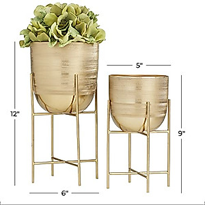 Deco 79 080028 Modern Metal Decorative Indoor Outdoor Planter, Flower Pot for Living Room, Kitchen, Office, Patio Entryway, 6", 5"W, Gold