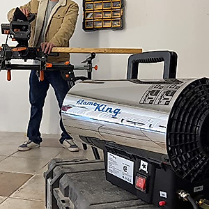 Flame King 60,000 BTU Portable Propane Forced Air Heater Outdoor Great for Jobsite, Construction, Garage, Patio, Stainless Steel