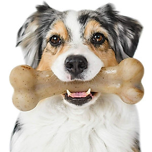 Pet Qwerks Original BarkBone - Nylon Dog Bone for Aggressive Chewers - BBQ Flavor - 7.75"