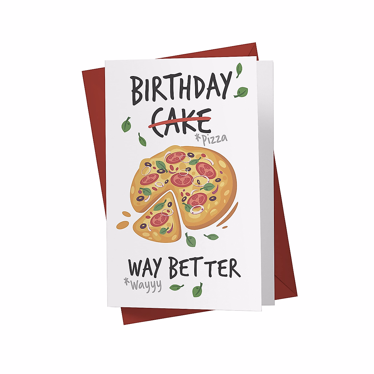 Karto Pizza Birthday Card For Men Women, Large 5.5 x 8.5 Happy Birthday Card For Him Her, Birthday Card For Husband, Birthday Card For Brother Sister, Nephew, Niece Pizza Cake
