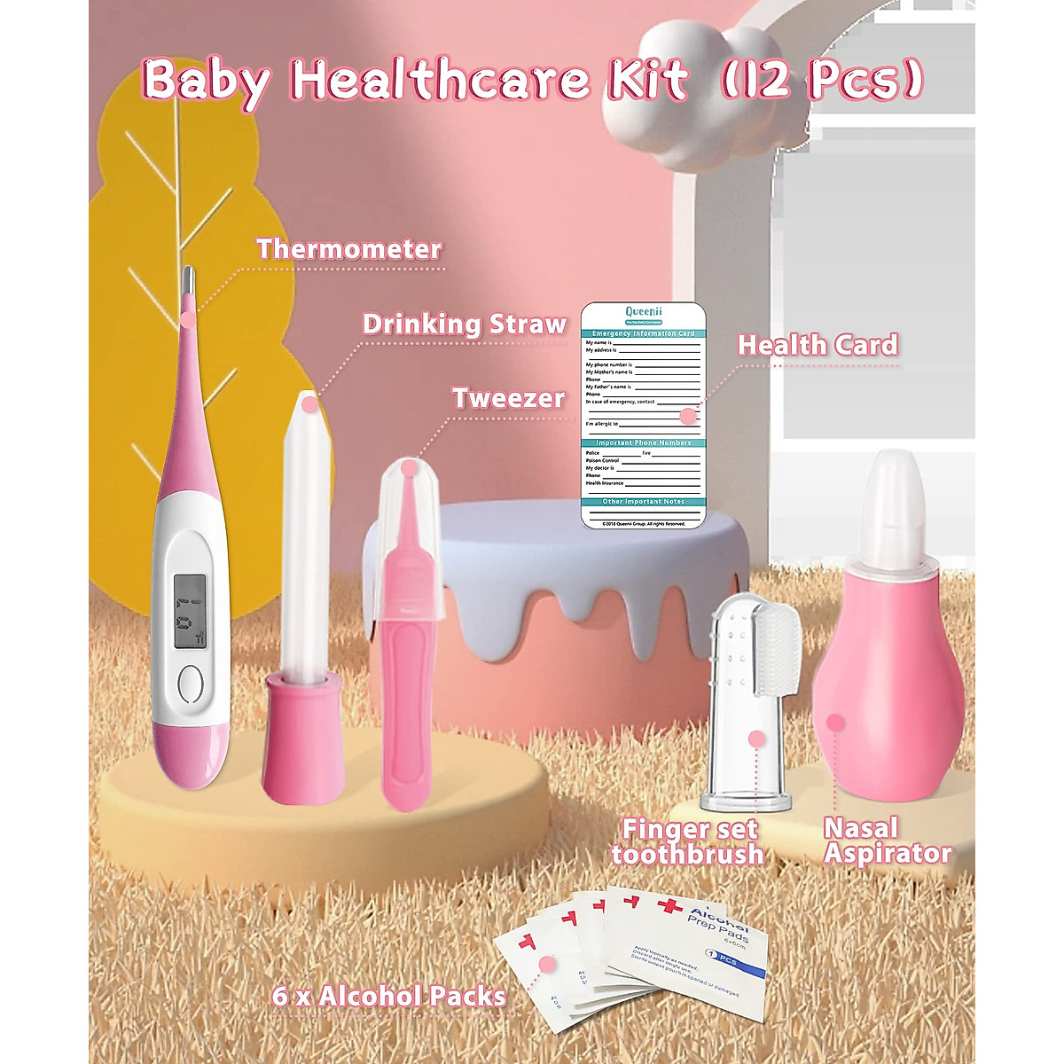 30 in 1 Baby Healthcare and Grooming Kit, Portable Baby Electric Nail Trimmer Set, Newborn Nursery Care Kit Baby Essentials with Baby Healthcare kit, Medicine Dispenser, Haircut Tools, etc (Pink)