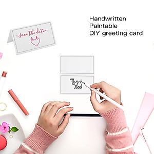 Place Cards,150 Pieces Small Table Cards with Gold Foil Border, Escort Cards, Name Cards, Wedding Place Cards for Wedding, Table, Dinner Parties, Seating Cards, 2" x 3.5" (White Silver)