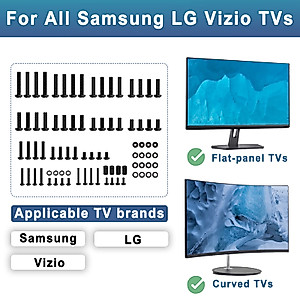 Samsung LG Vizio TV Mount Screws Kit with Remote Holder, Includes M4 M5 M6 M8 Screws, Washers, Spacers for Wall Mounting up to 80 in