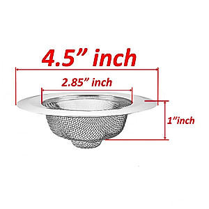 Wideskall 4.5" Stainless Steel Large Wide Rim Sink Strainer for Kitchen Drain Strainer (Pack of 2)
