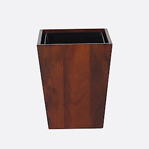 Brick Brown Premium Solid Wood Trashbin Multipurpose Furniture Basket for Home Living Room Office | Dustbin with Removal Metal Inner Liner from Mahogany Collection (Dwindle, 8x8x9.8 Inch)