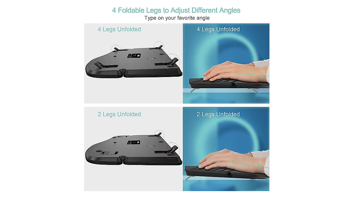 Arteck Split Ergonomic Keyboard with Cushioned Wrist and Palm Rest, 2 ...