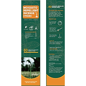 Mosquito Repellent Incense Sticks Outdoor Patio, 60pcs Citronella Repellent Incense Sticks, Deet Free Natural Organic Mosquito Barrier Mosquito Repellent Killer for Patio, Camping, Fishing