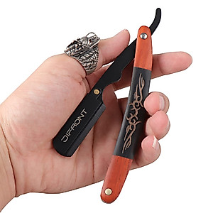 JIFRONT Professional Straight Edge Razor with 100 Single Straight Razor Blades-Barber Straight Razor-Close Shaving Men's Manual Shaver-Disposable Straight Razor Blades-Straight Razor Kit (BLACK)