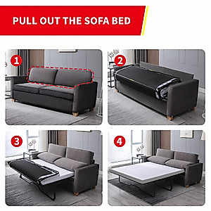 PUREMIND Sleeper Sofa Couch with Pullout Bed, Velvet Full Size Pull Out Sofa Bed with Folding Foam Mattress, 2-in-1 Pull Out Couch Bed Sleeper Loveseat Pull Out Bed for Living Room, Small Spaces