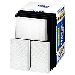 VEVA HPA300 HEPA Filter Replacement Compatible with Honeywell Air Purifier - 3 Pack of HEPA Filters w/ 4 Precut Activated Carbon Pre-Filters & Replacement Filter R