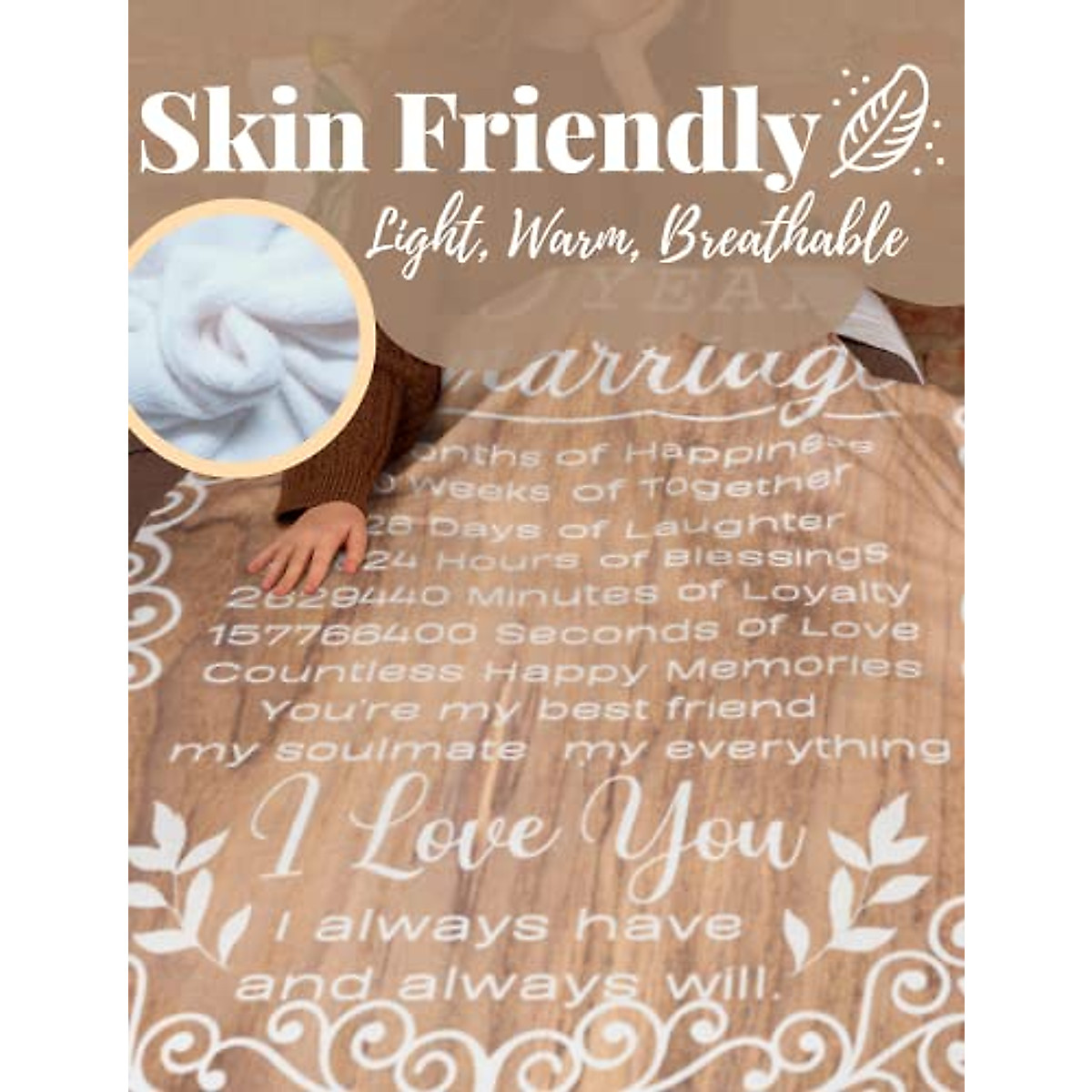 InnoBeta 5th Marriage Gifts, 5 Year, Valentine's Day Gifts 5th Wedding Anniversary Blanket for Her, Him, Wife, Husband (50"x65")