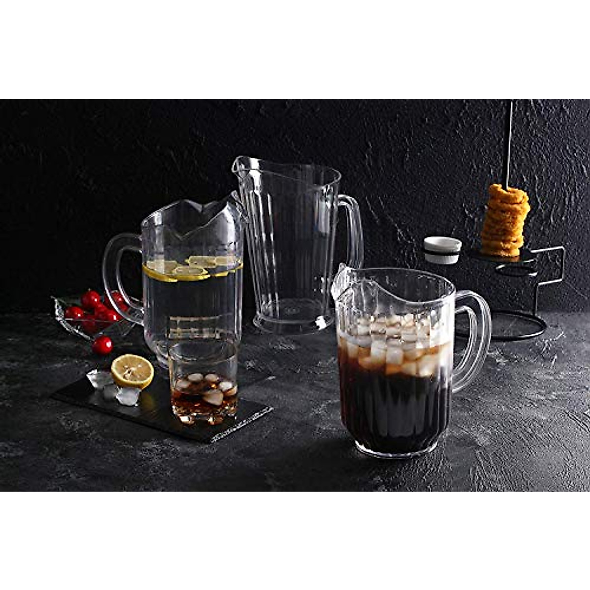 New Star Foodservice 46236 Resturant-Grade Polycarbonate Plastic Water Pitcher with 3 Spouts, 60 oz, Clear, Set of 12