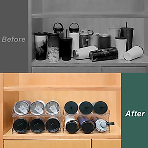 TIPGO Water Bottle Organizer for Cabinet - 2 Pack Cup Organizer for Kitchen Cabinets, Water Bottle Storage Rack, Tumbler Organizer for Kitchen Cabinets, Starbucks Cup Organizer