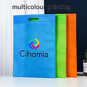 Cihomia Custom Reusable Merchandise Tote Bag Personalized Text Logo - Recyclable cloth bag Grocery 50-100PCS (9.8x11.8 inch)