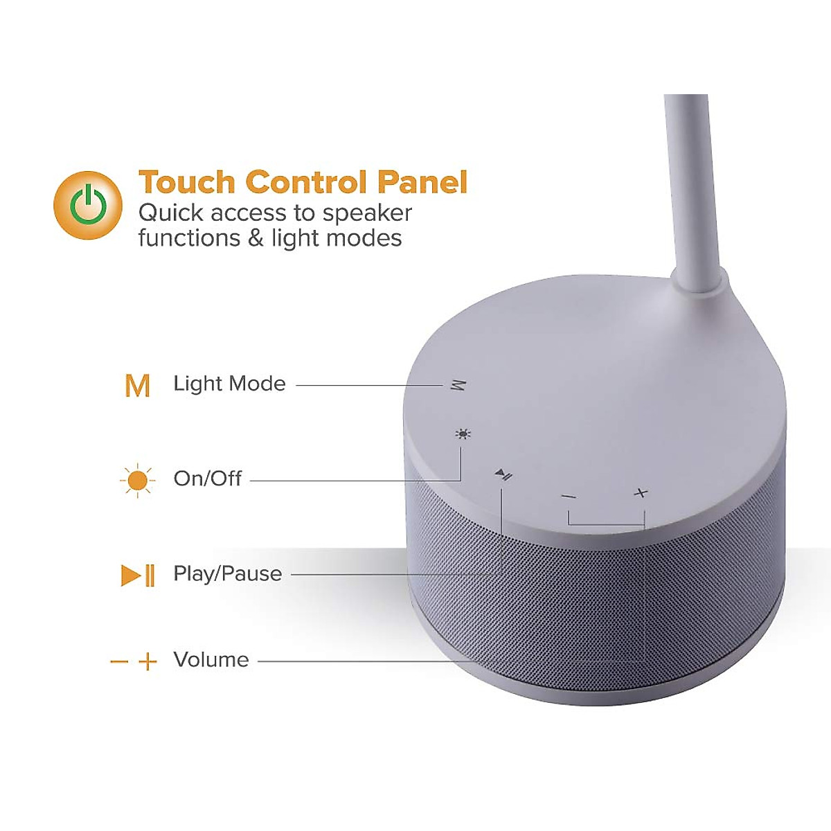 Bostitch LED Dimmable Desk Lamp with Bluetooth Speaker & USB Port, Energy Efficient, 5.5W, Natural Daylight, White (VLED1817WHITE-BOS)